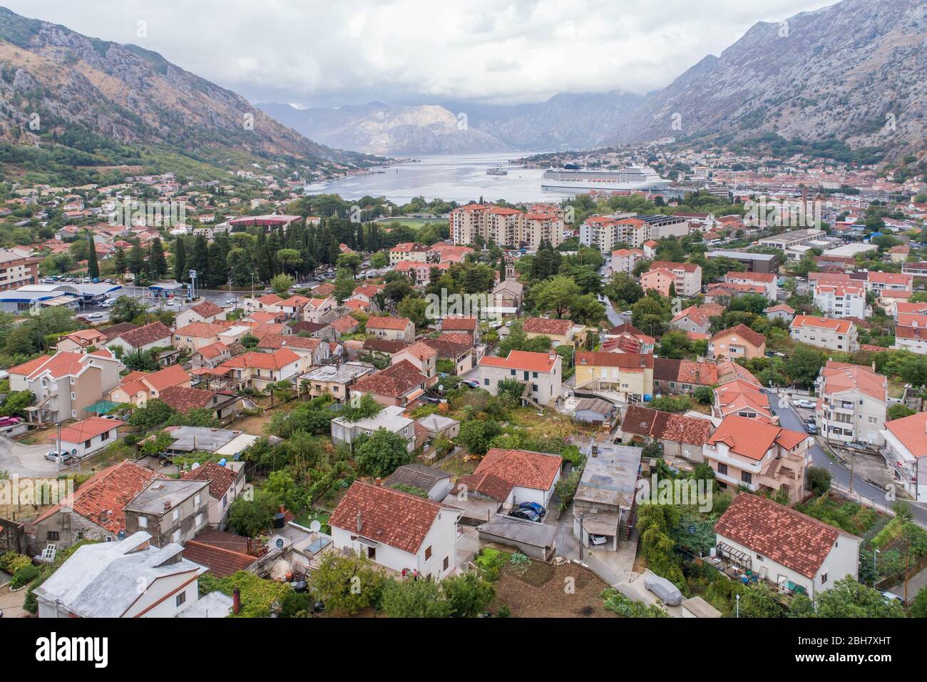 aerial view on Kator bay. Montenegro Stock Photo - Alamy