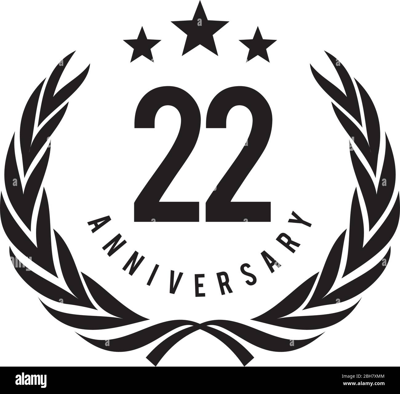 22nd year anniversary logo design vector template Stock Vector Image ...