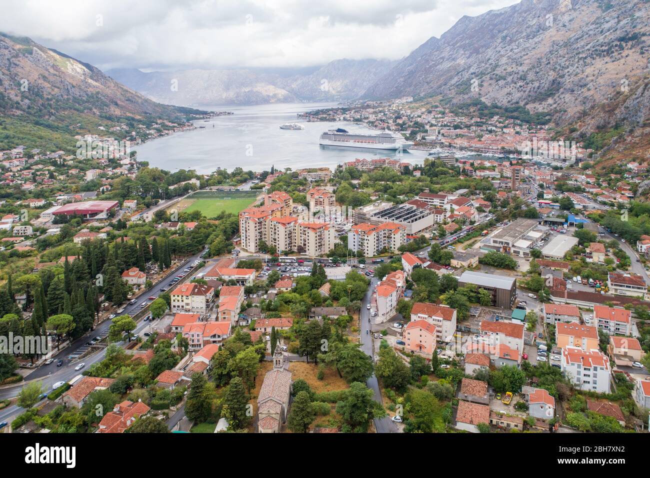 aerial view on Kator bay. Montenegro Stock Photo - Alamy
