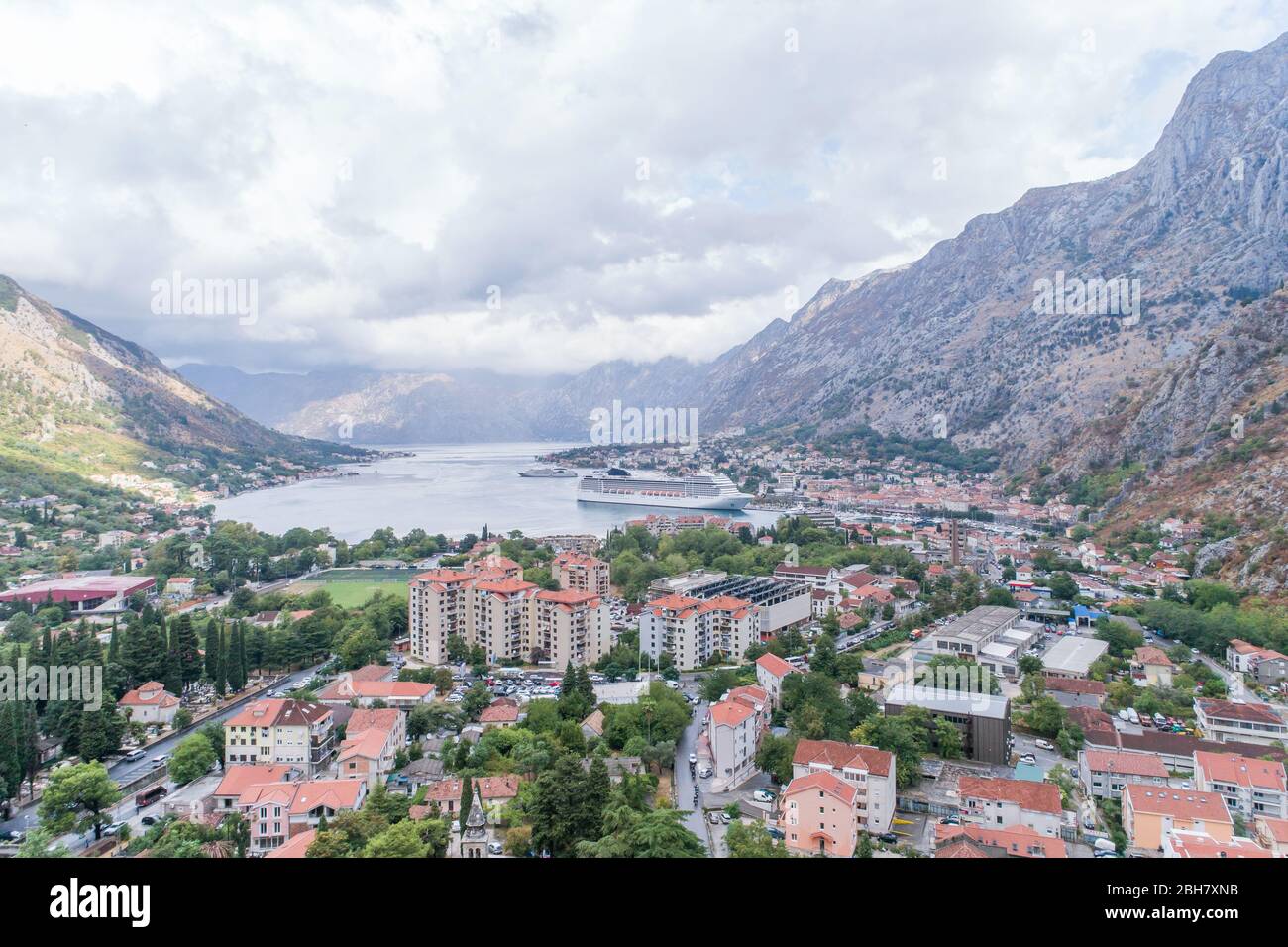 aerial view on Kator bay. Montenegro Stock Photo - Alamy