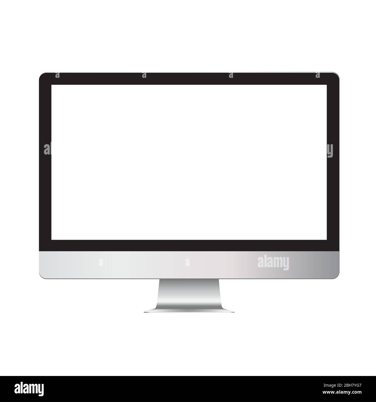 Realistic design of a desktop computer with a blank empty screen. Mock up template monitor for ...