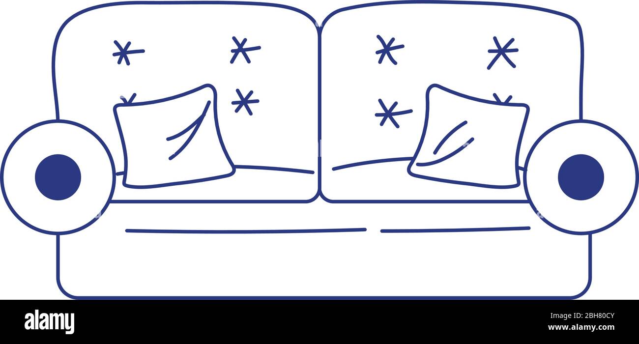 sofa and cushions furniture decoration isolated icon on white ...