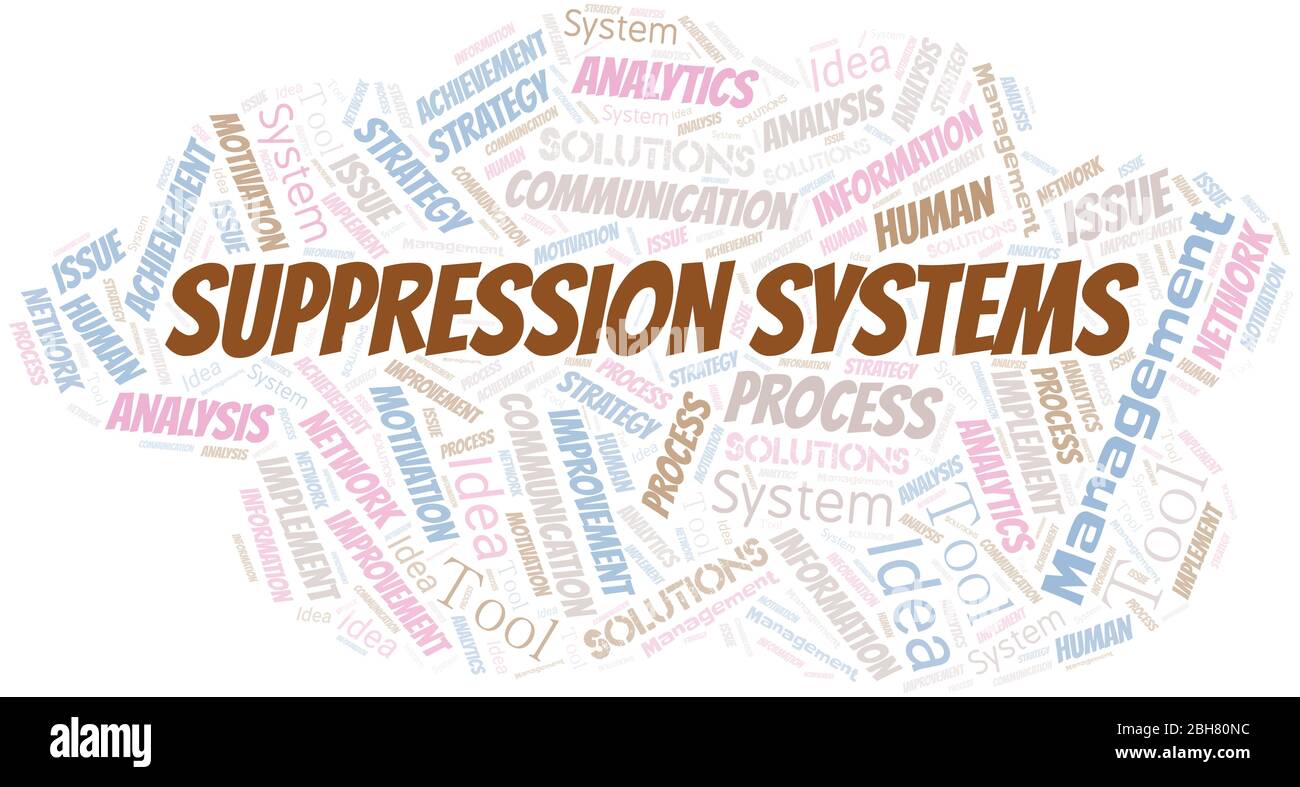 Suppression Systems typography vector word cloud. Wordcloud collage ...