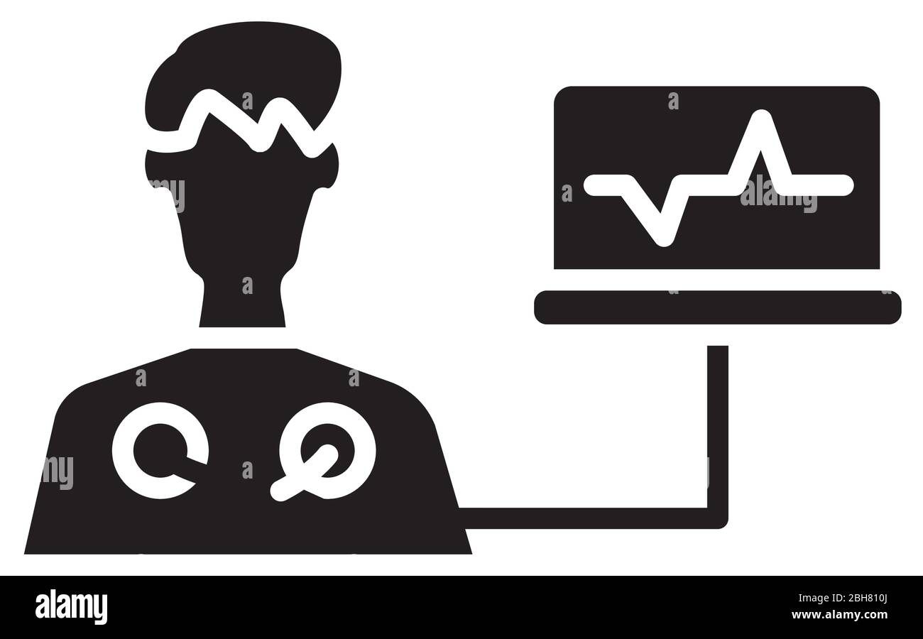 medical ekg machine cardiology pulse silhouette style icon Stock Vector ...