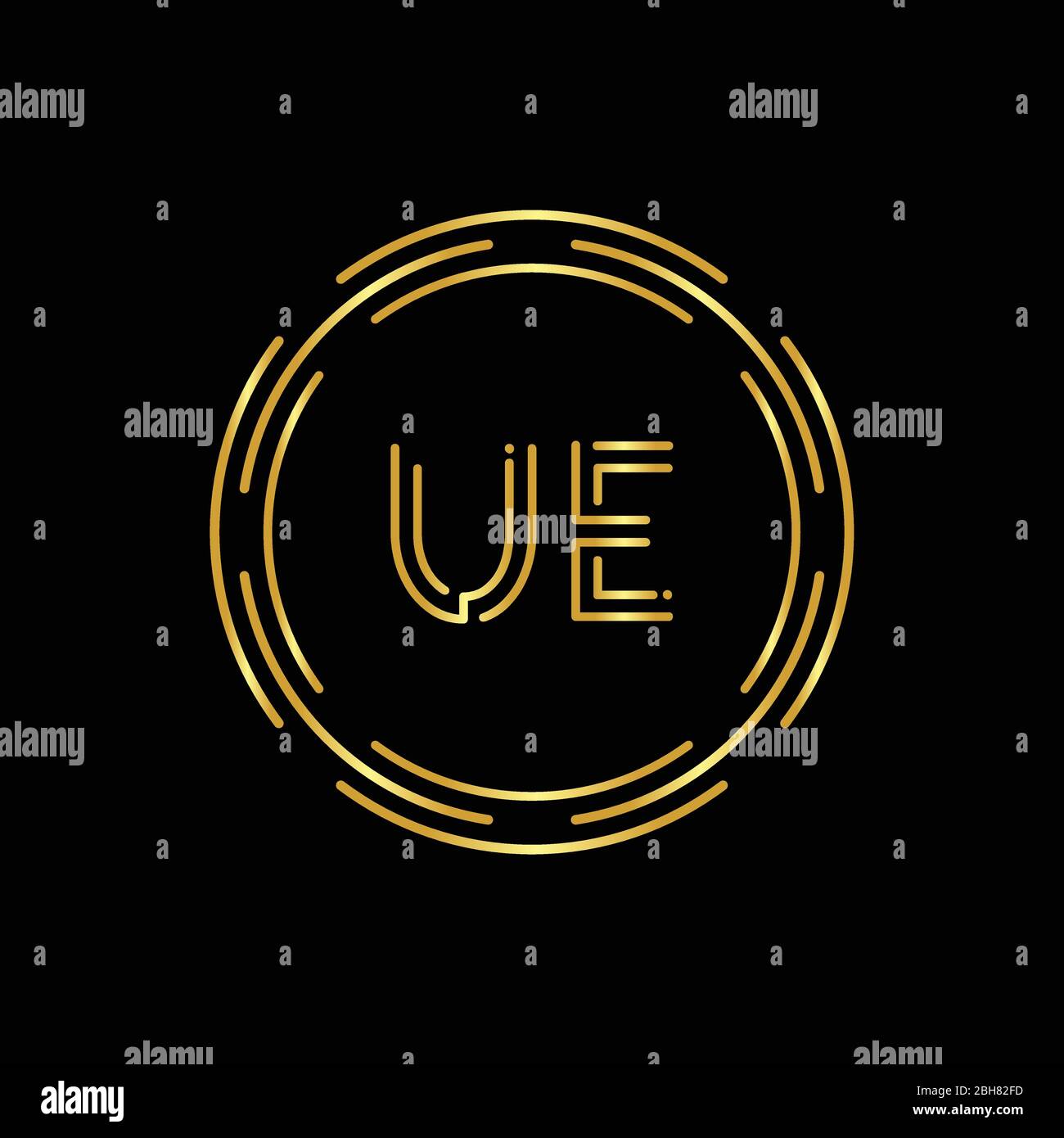 Initial UE Logo Creative Typography Vector Template. Digital Abstract ...