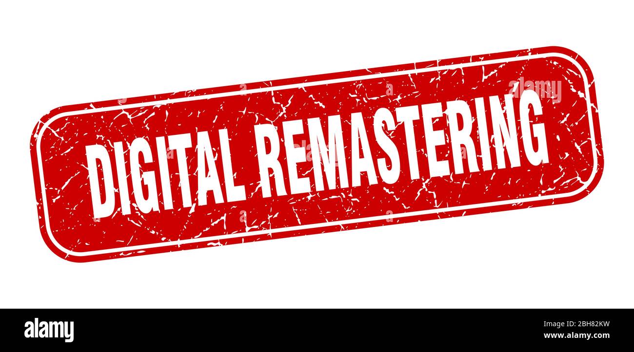 digital remastering stamp. digital remastering square grungy red sign ...