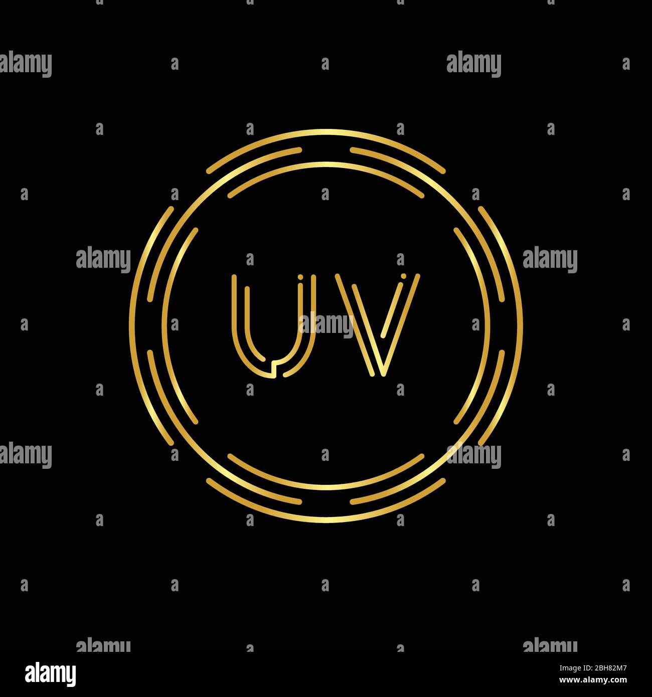 Initial UV Logo Creative Typography Vector Template. Digital Abstract ...