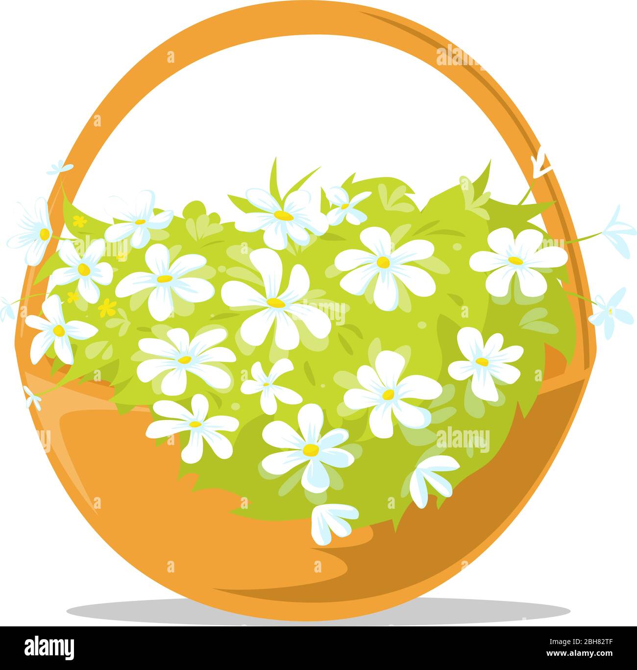 Spring Easter Basket Full of Flowers - Vector Illustration Stock Vector ...