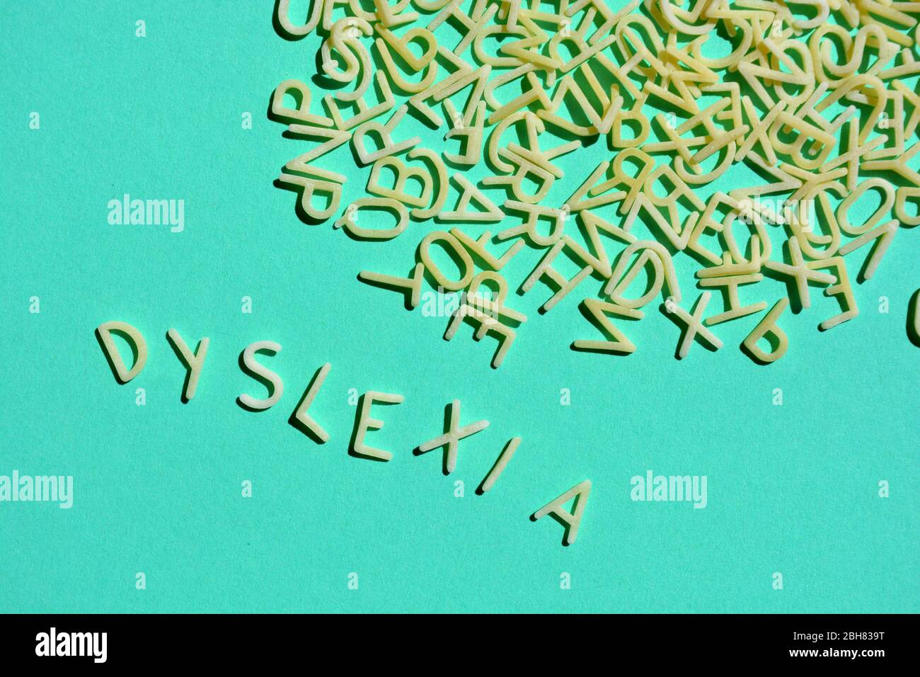 Dyslexia, word and a pile of random alphabet letters Stock Photo - Alamy