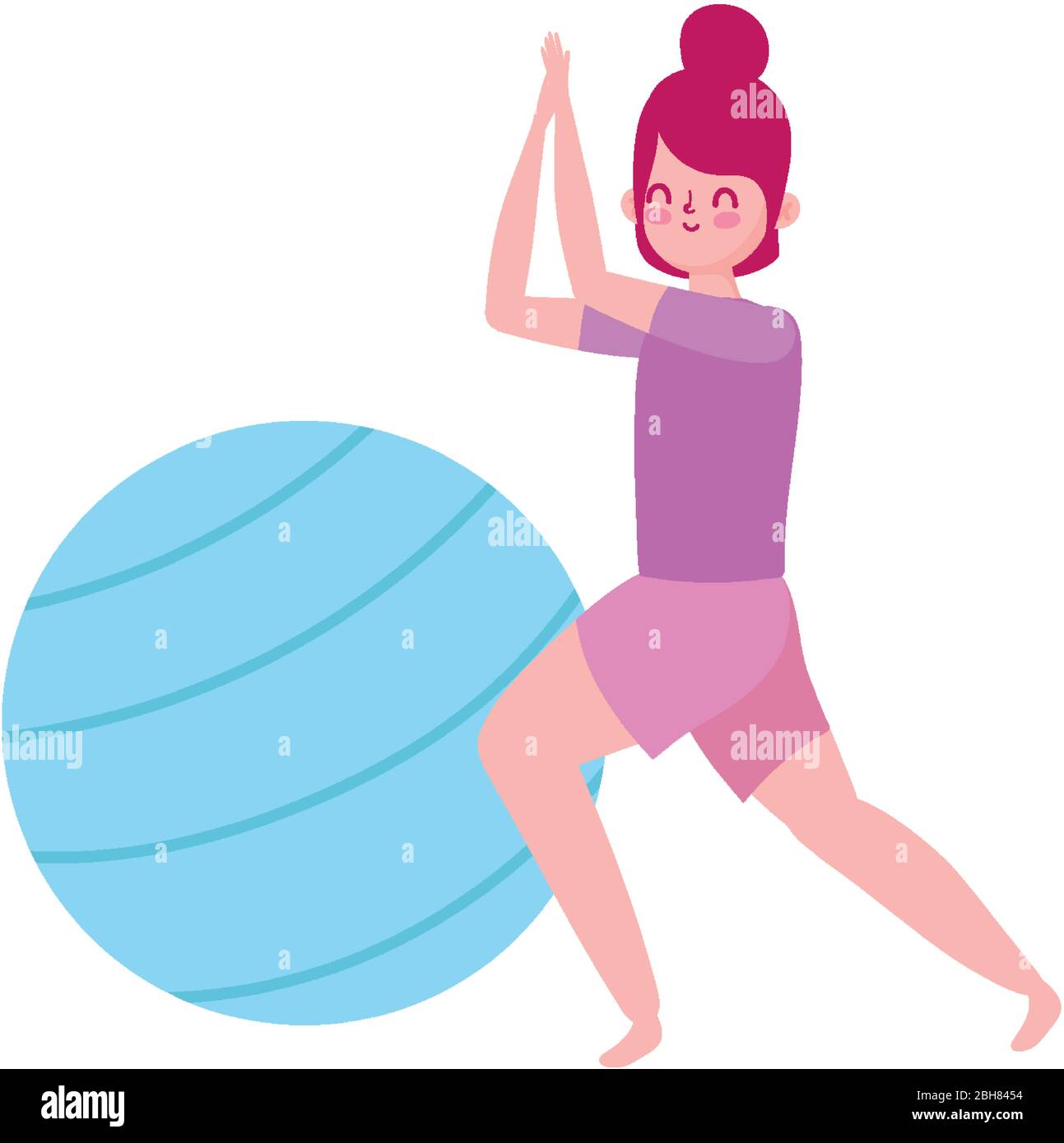woman with fitness ball exercises practicing isolated desing vector ...