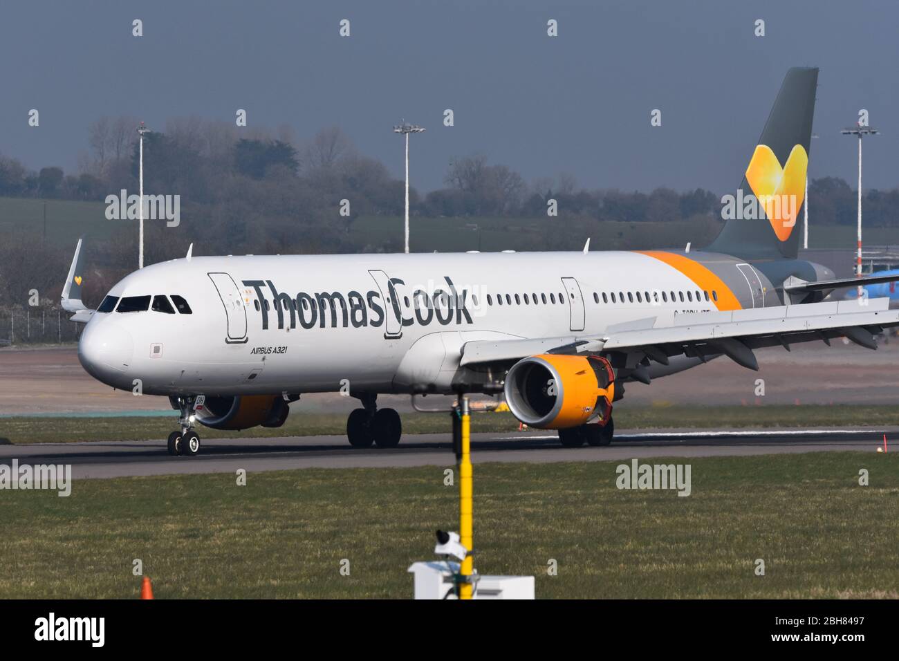A Thomas Cook plane on the ground at Bristol Airport on the 30th of ...