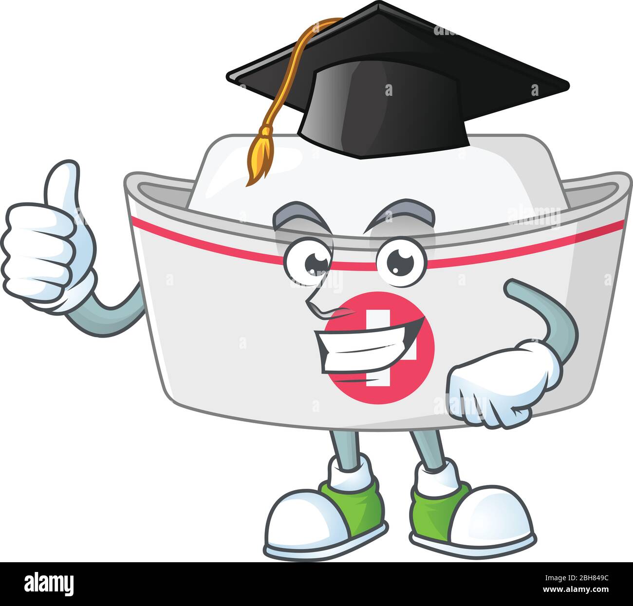 Mascot design concept of nurse hat proudly wearing a black Graduation ...