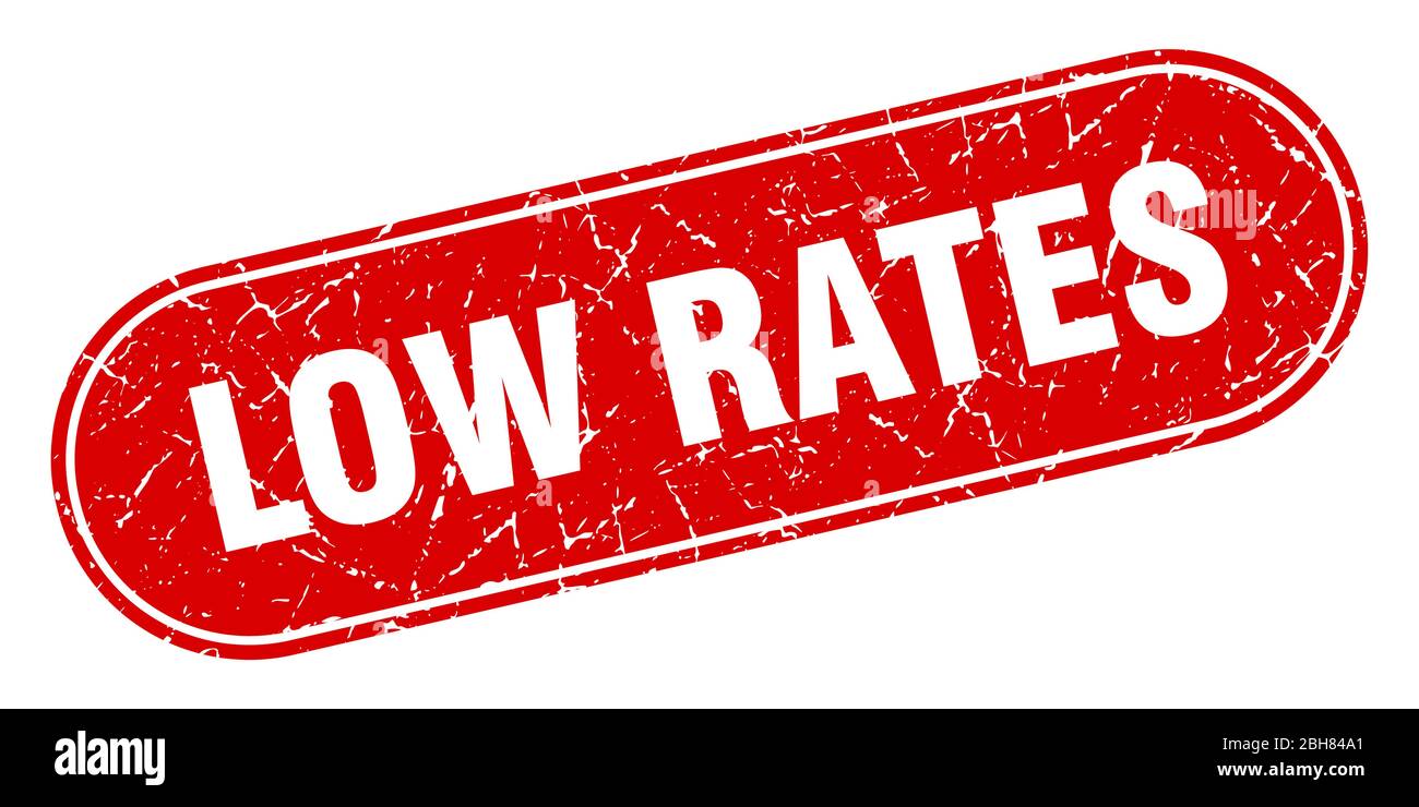 low rates sign. low rates grunge red stamp. Label Stock Vector Image ...