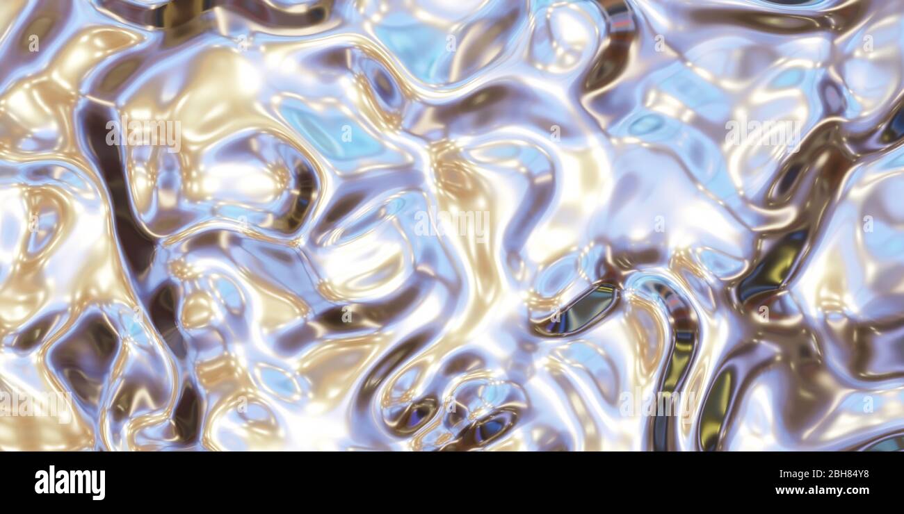 abstract blue water fluid liquid shiny metallic mirror surface 3d ...