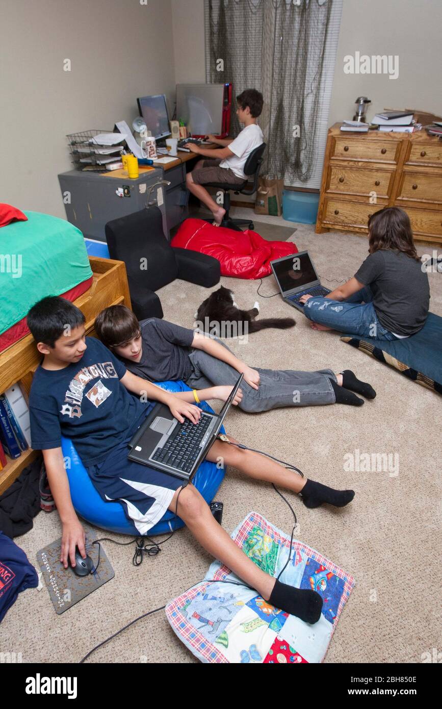 Teenagers Bedroom Computer Phone High Resolution Stock Photography and ...