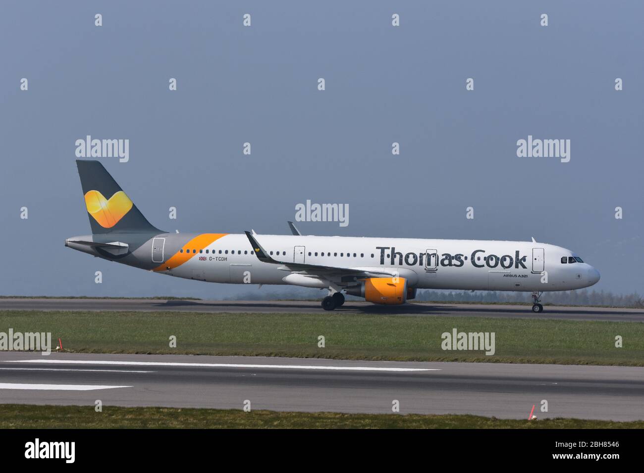 A Thomas Cook plane on the ground at Bristol Airport on the 30th of ...