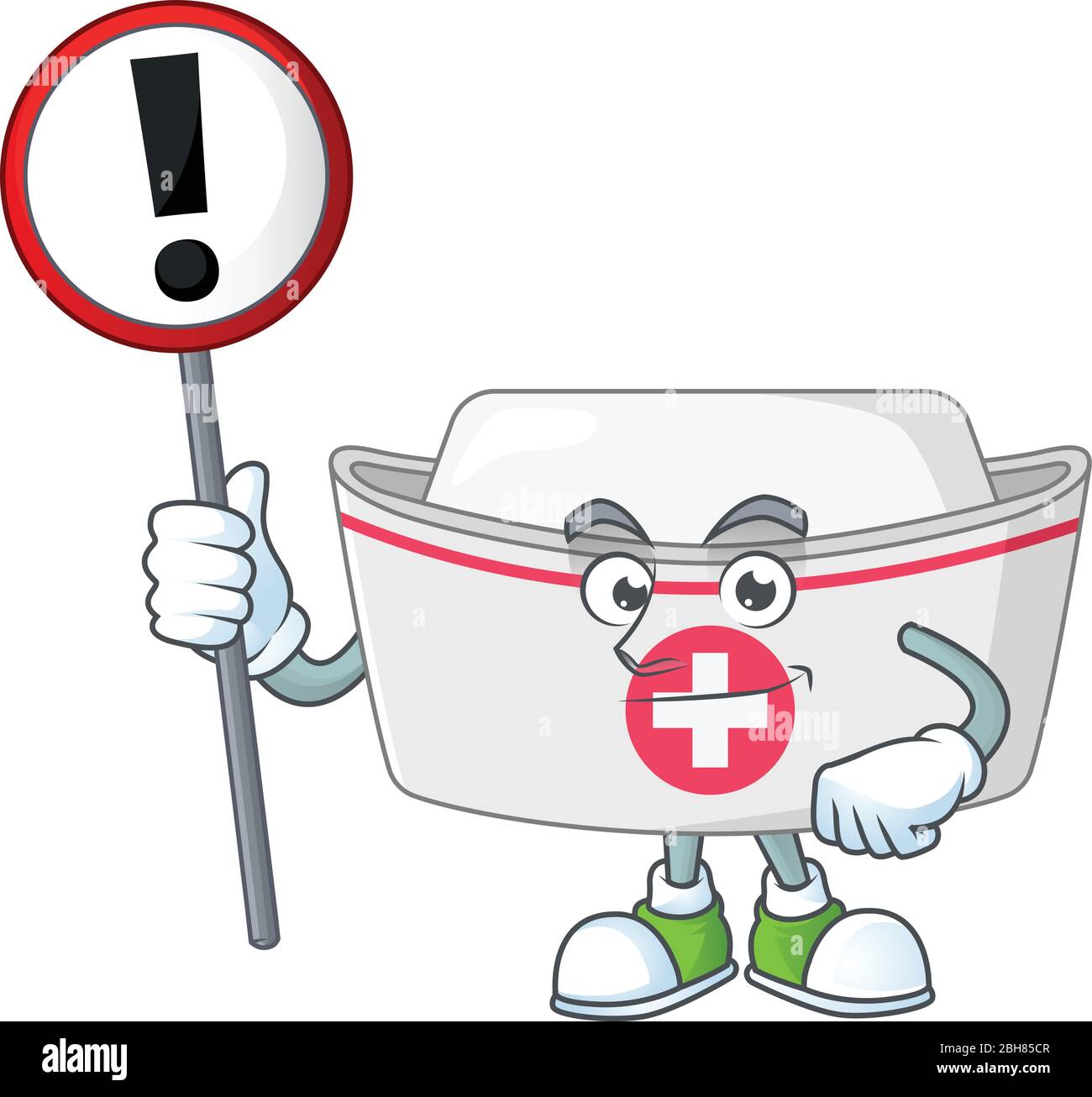 A picture of nurse hat cartoon character concept holding a sign Stock ...