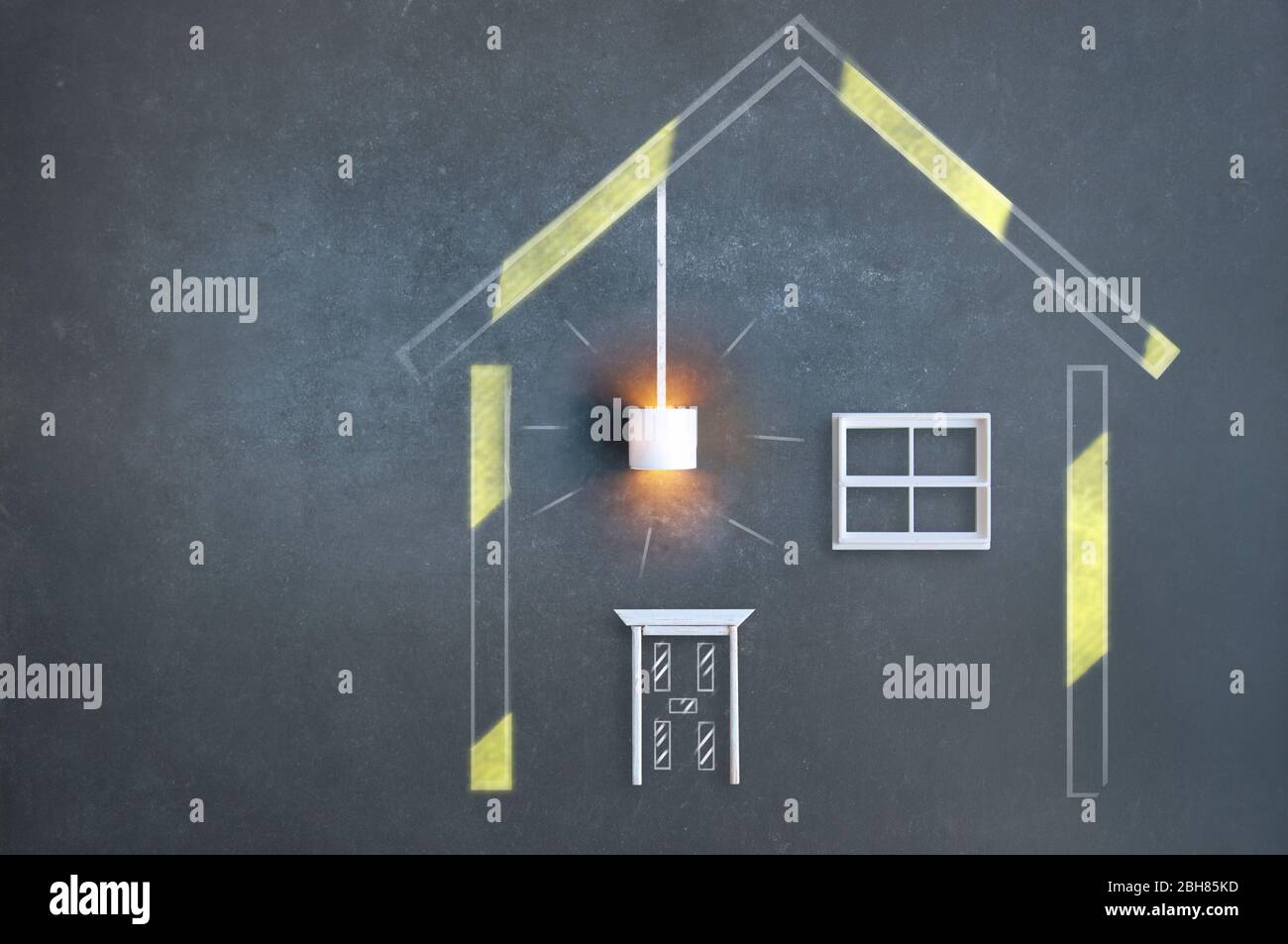 Sketch of a house with quarantine isolation boundary Stock Photo - Alamy