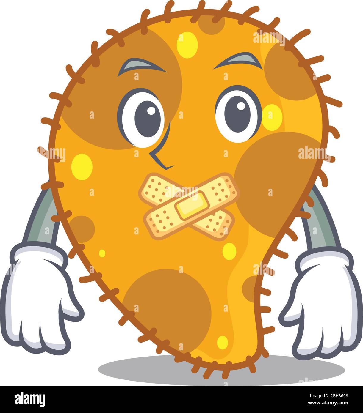 Pseudomonas cartoon character style with mysterious silent gesture ...