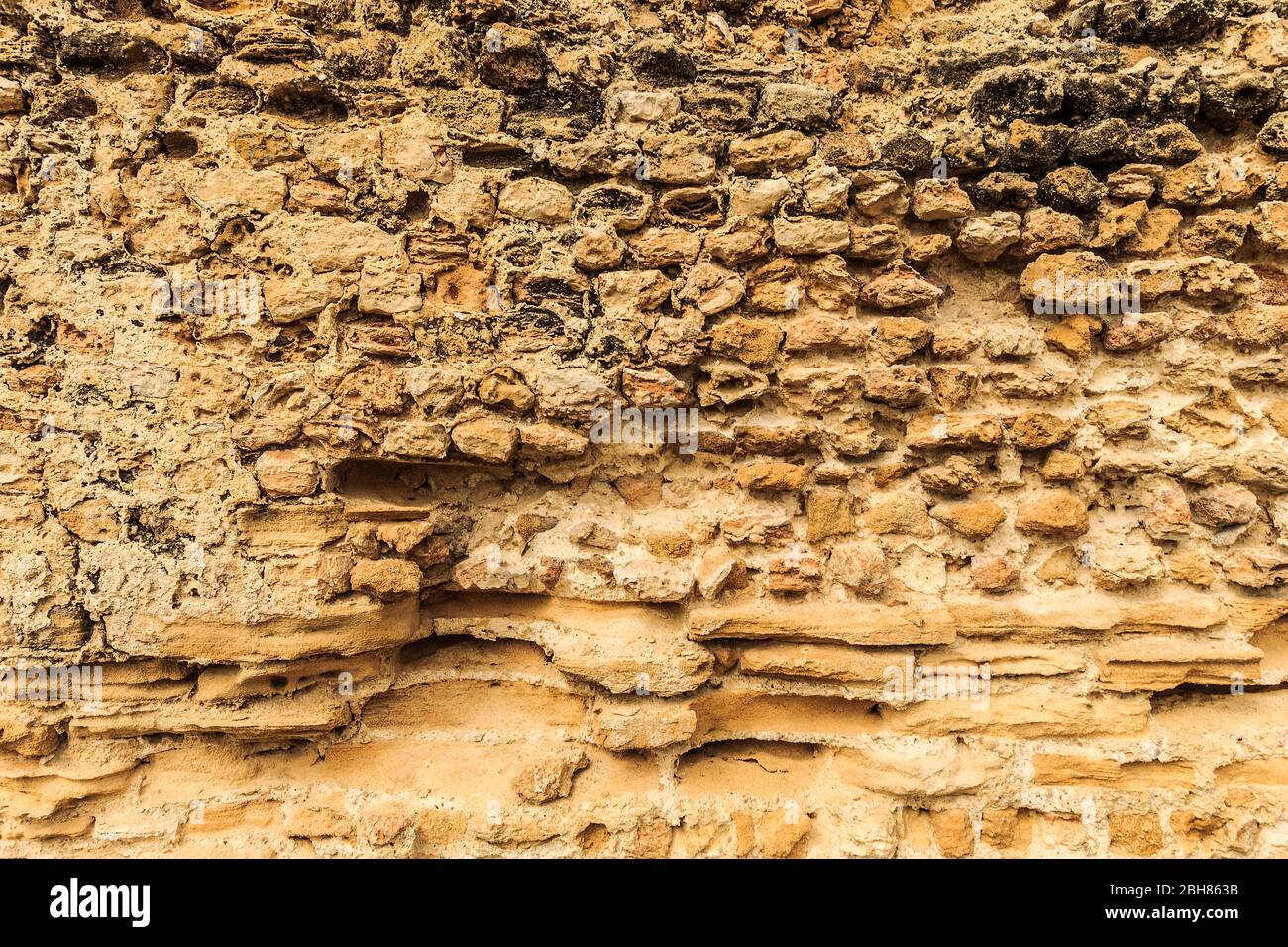 Background of ancient stone wall. Texture of old brick. Roman ...