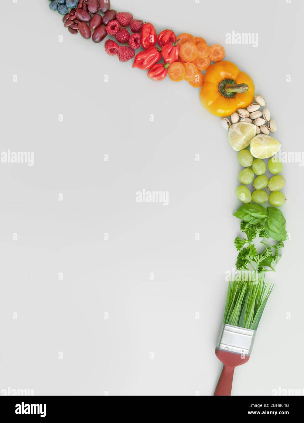 Balanced healthy diet, brush stroke concept, palette of colours, food ...