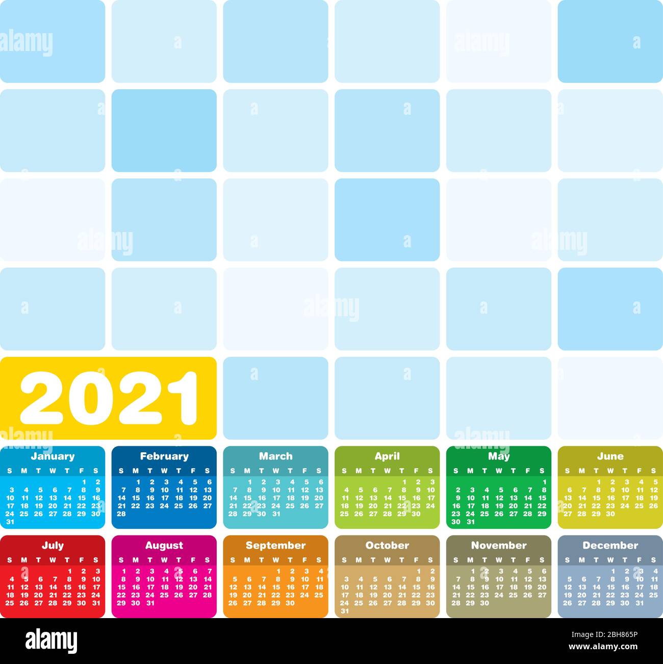 Colorful Calendar for Year 2021, in vector format Stock Vector Image ...