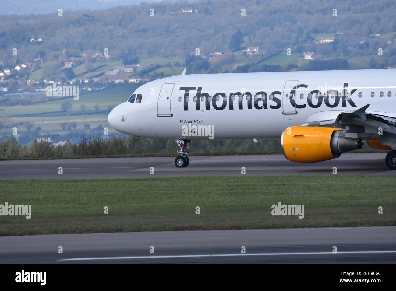 A Thomas Cook Airbus A321 aeroplane at Bristol Airport on the 13th of ...