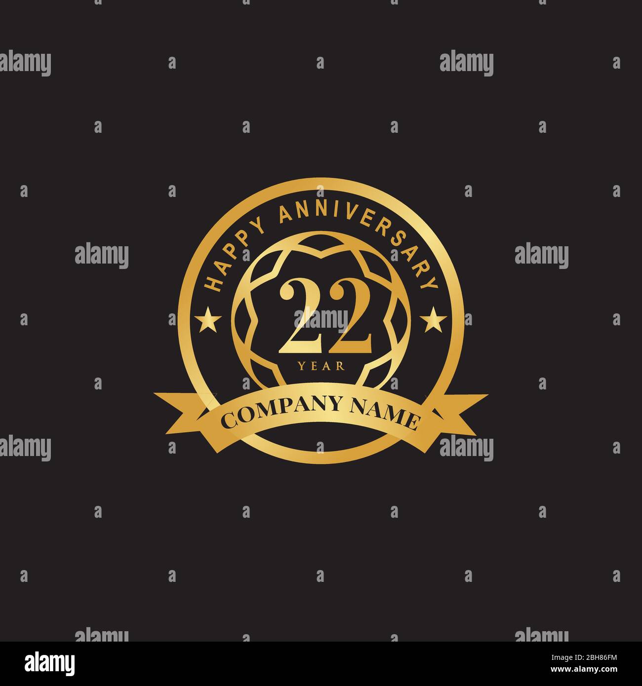 22nd year anniversary logo design vector template Stock Vector Image ...