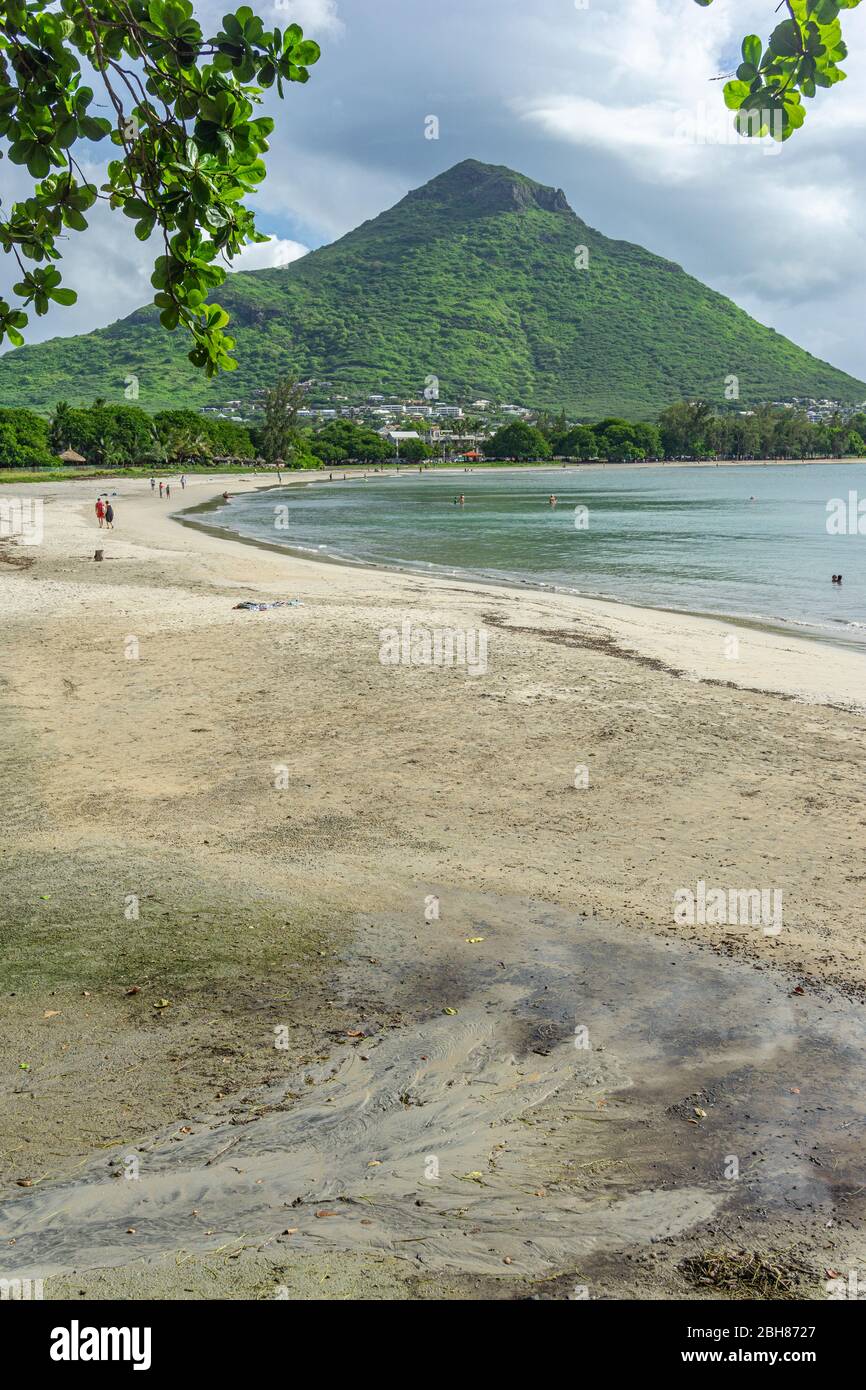 Tamarin beach, Mauritius, December 2019 - Vacationers enjoying a ...