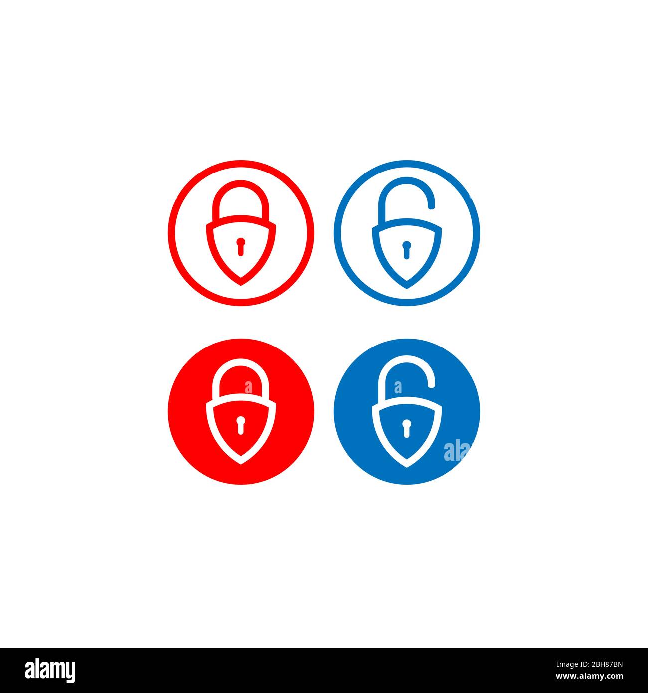 Minimal Lock Unlock button set. Security design element. Outline ...