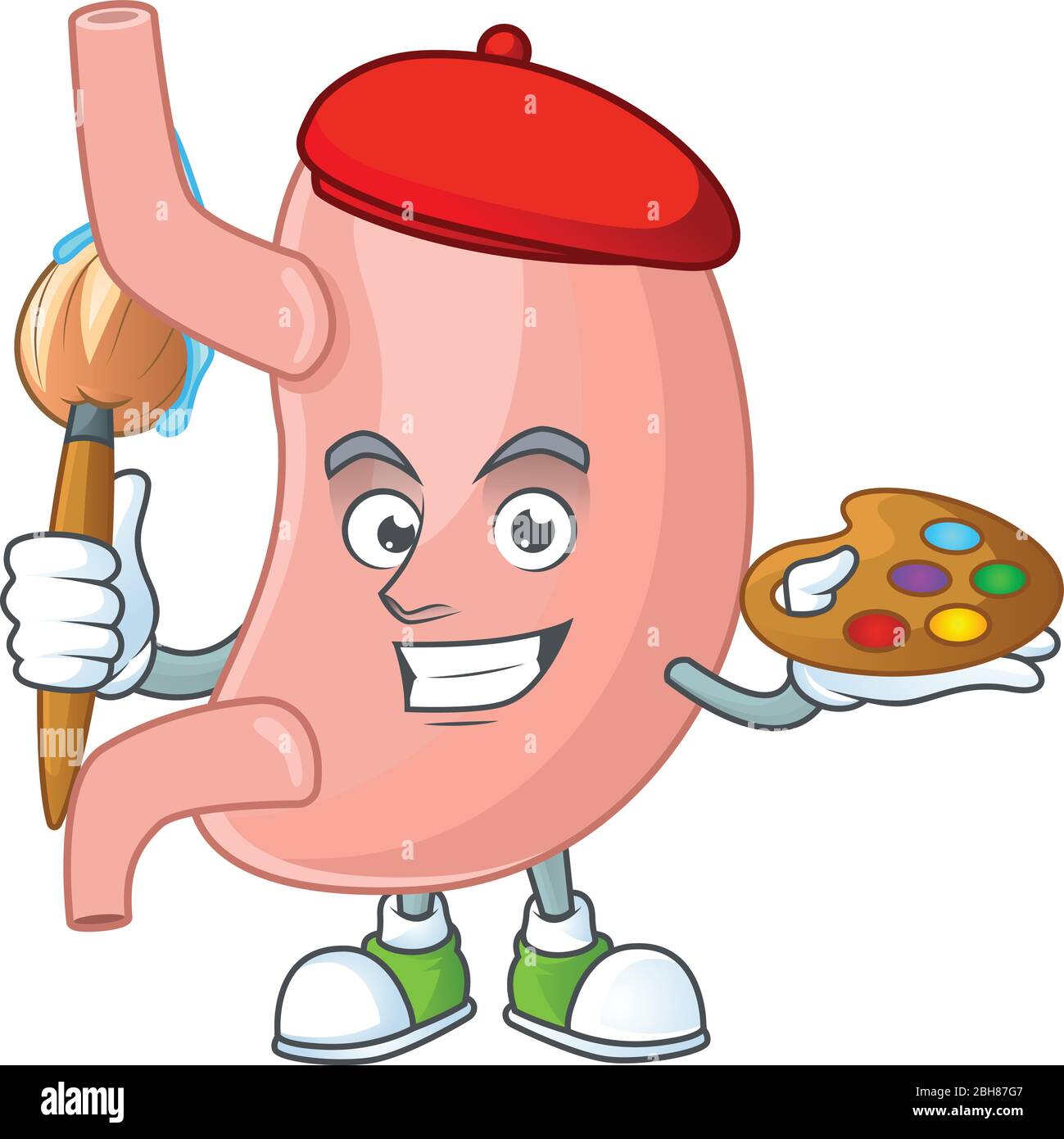 Artistic Artist of stomach cartoon character painting with a brush ...