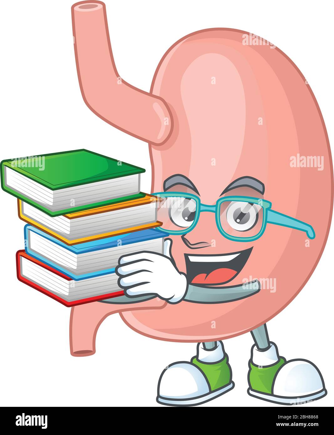 A mascot design of stomach student character with book Stock Vector ...