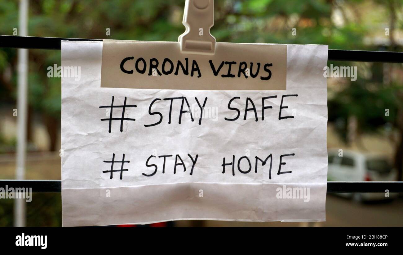 Lockdown sign on a window of building as a referral to the Coronavirus ...
