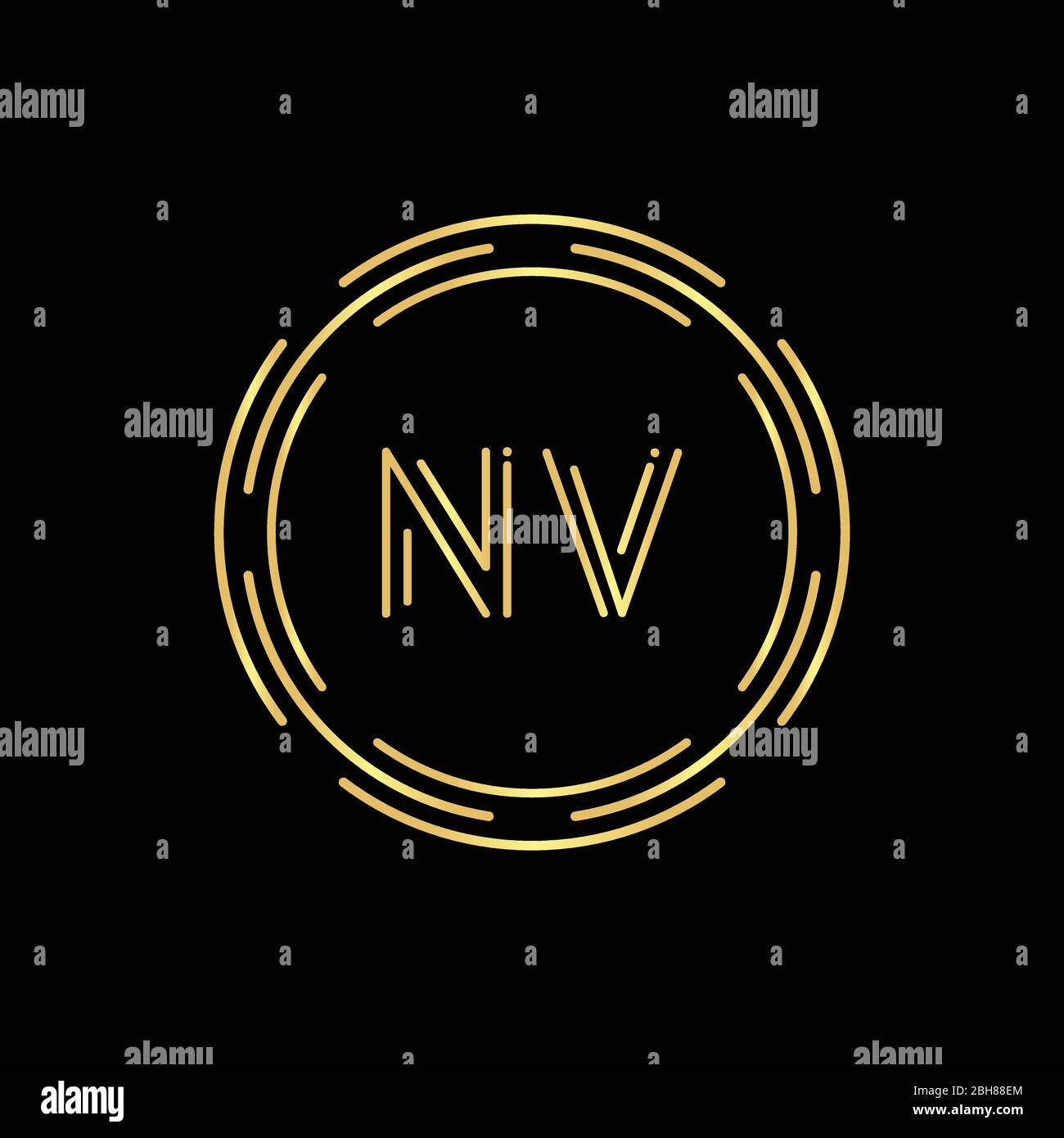 Initial Letter NV Logo Design Vector Template. Digital Abstract NV ...
