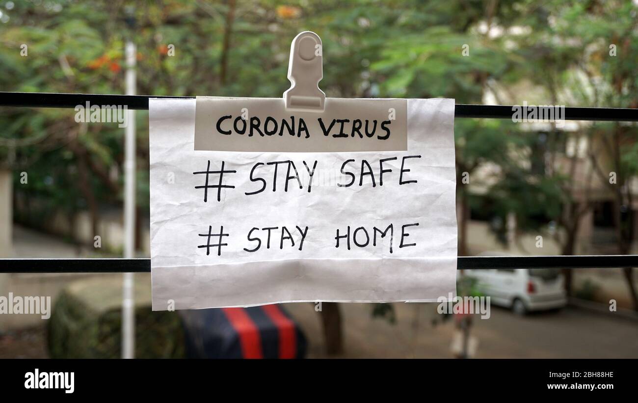 Lockdown sign on a window of building as a referral to the Coronavirus ...