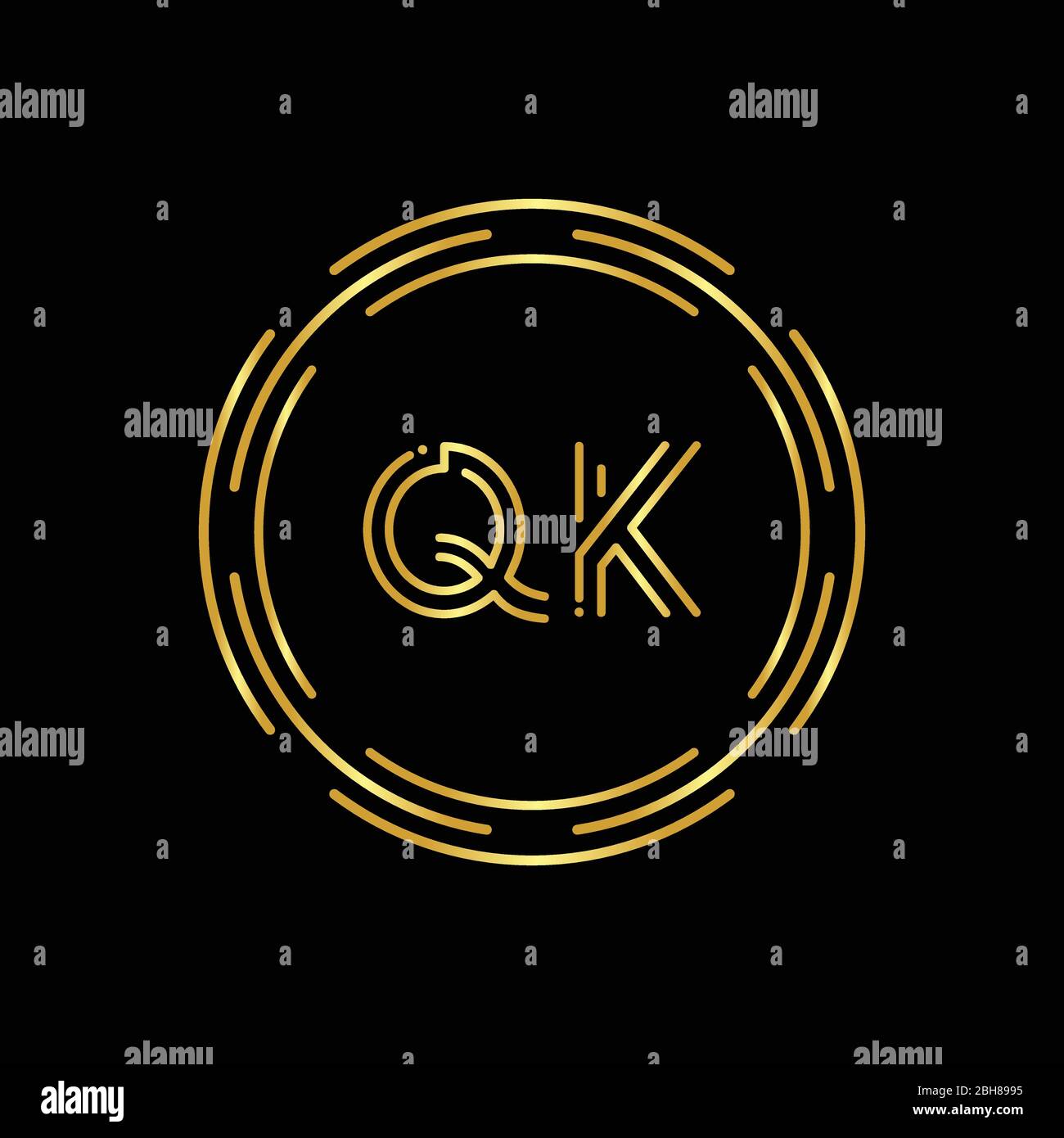 Initial Letter QK Logo Design Vector Template. Digital Abstract Circle ...