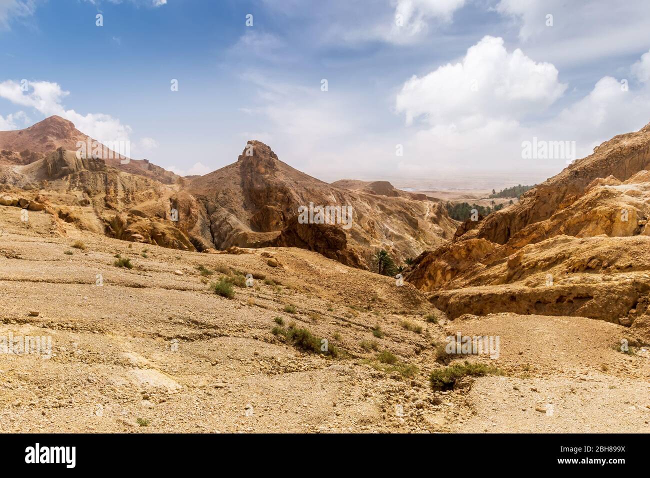 Landscape of a canyon in stone desert with cloudy sky on a background ...