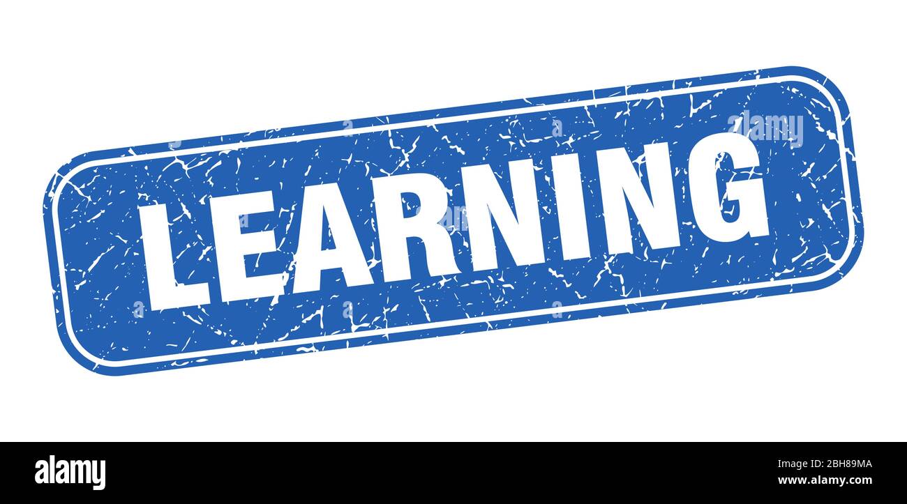 learning stamp. learning square grungy blue sign Stock Vector Image ...