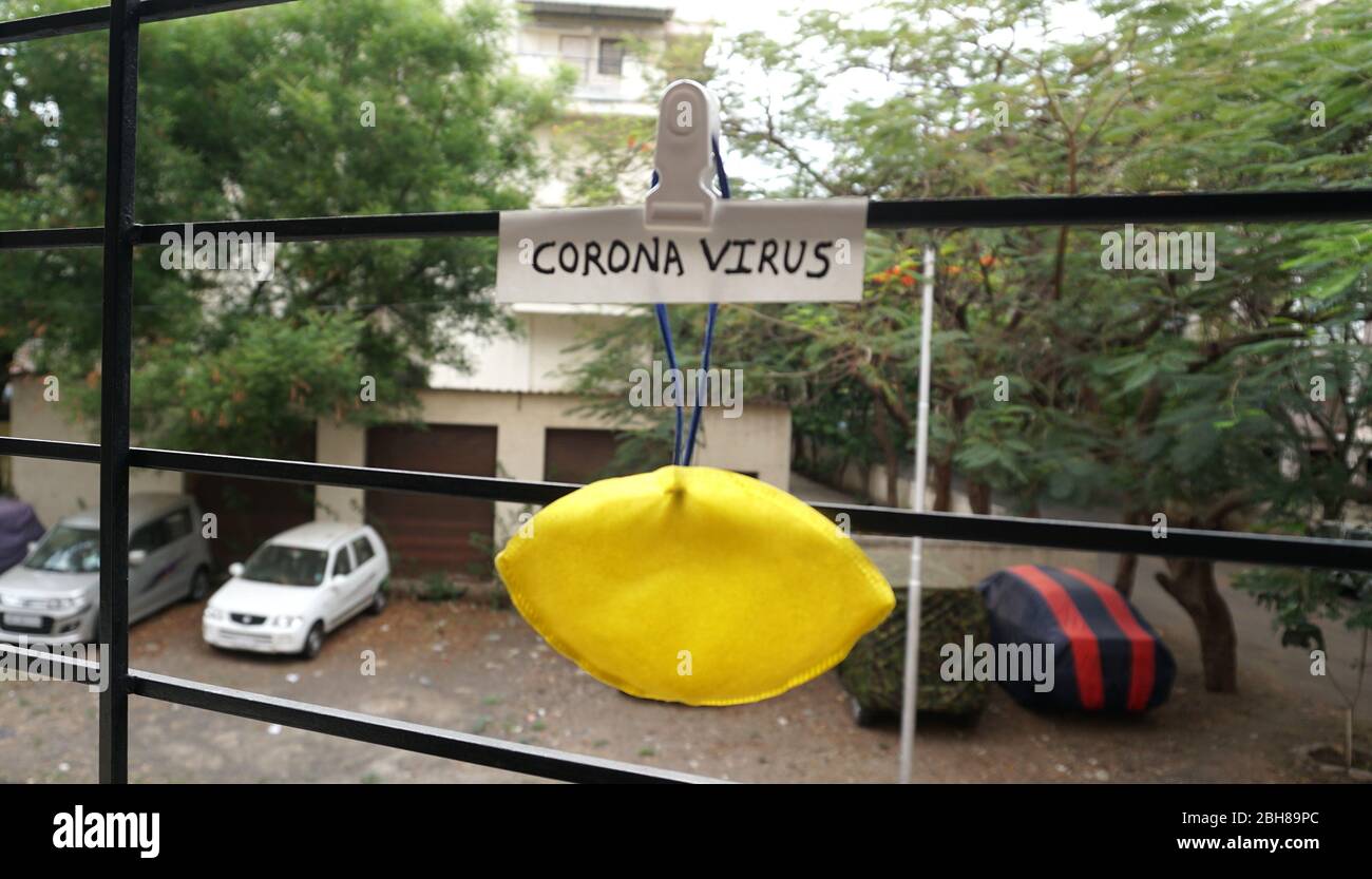 Lockdown sign on a window of building as a referral to the Coronavirus ...