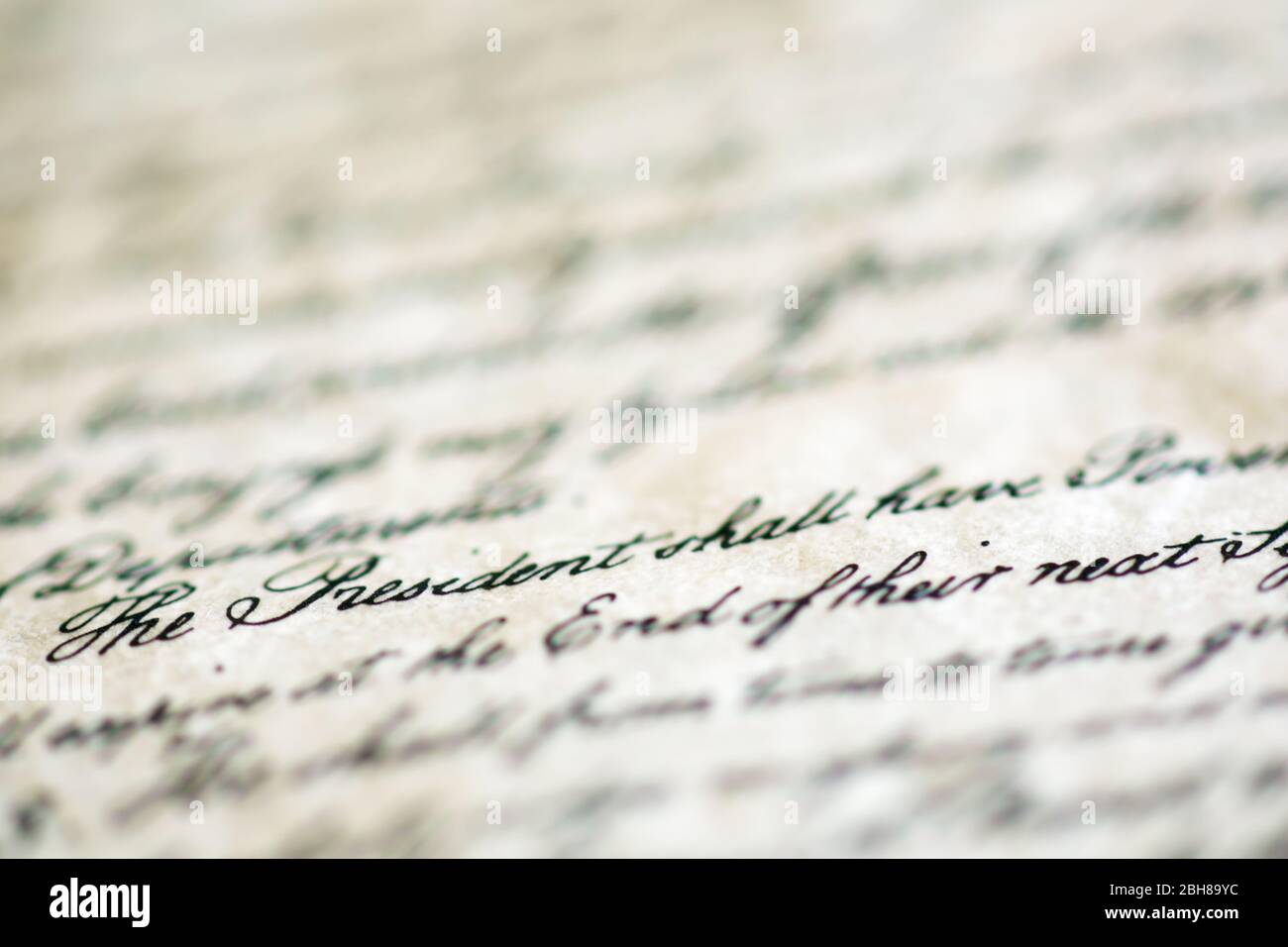 Words "The President" highlighted from United States Constitution Stock ...