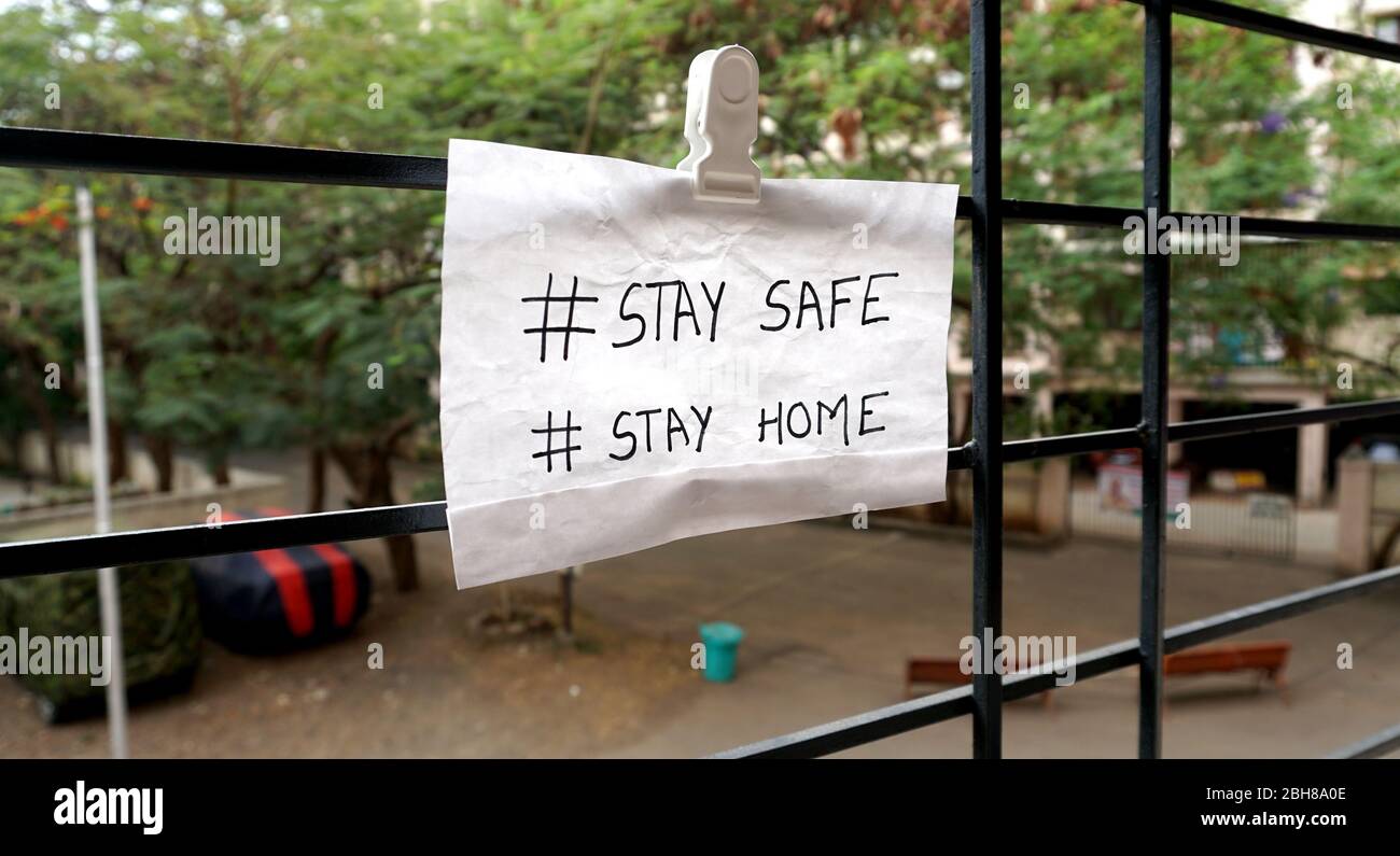Lockdown sign on a window of building as a referral to the Coronavirus ...