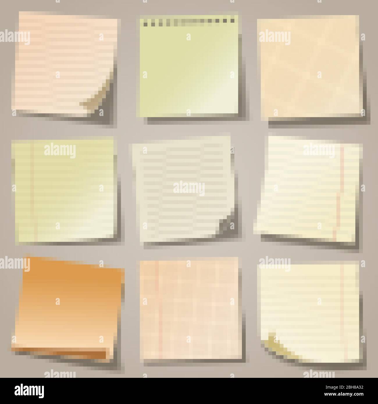 Realistic blank sticky notes. Colored sheets of note papers. Paper ...