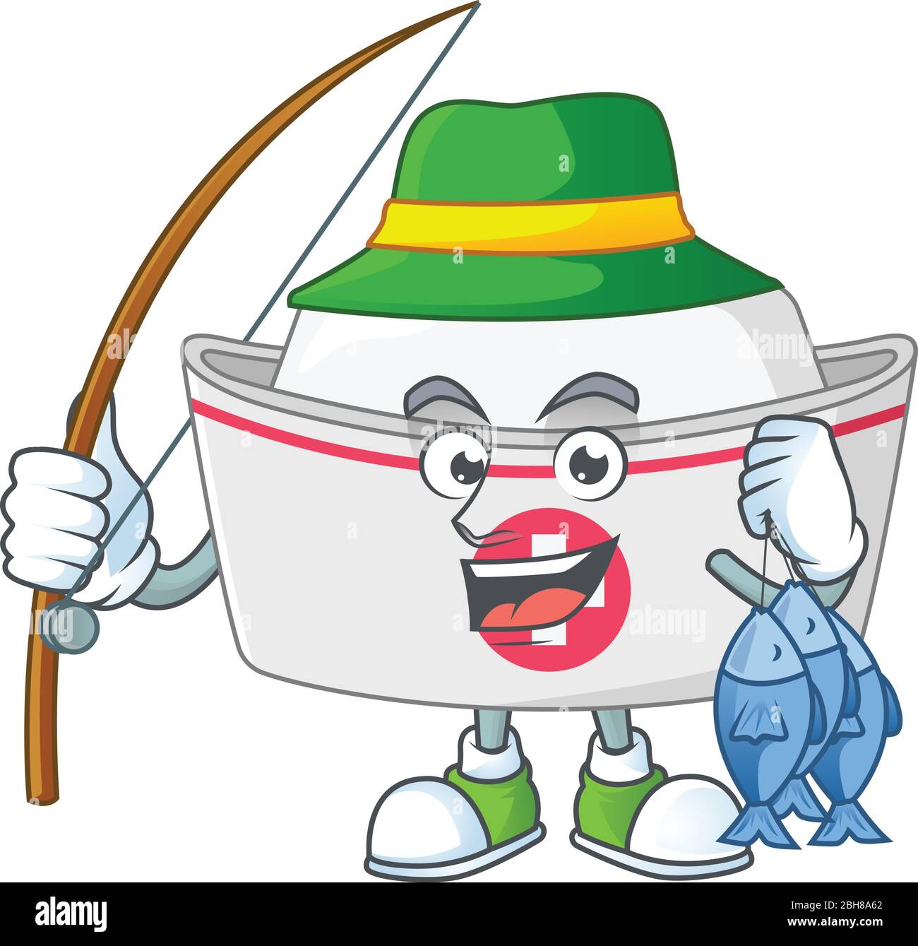 A Picture of nurse hat fisher mascot design catch a fish Stock Vector ...