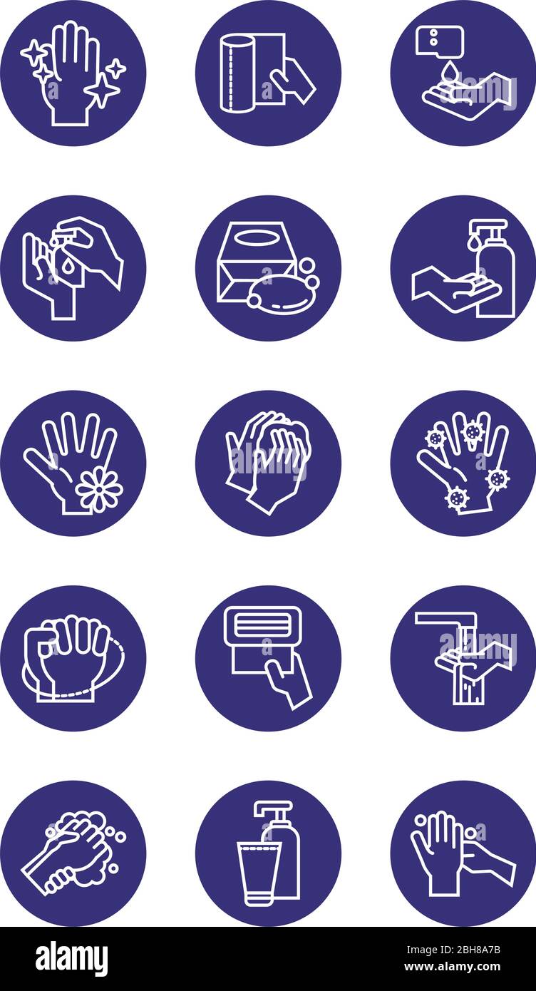 bundle of hands washing block style icons Stock Vector Image & Art - Alamy