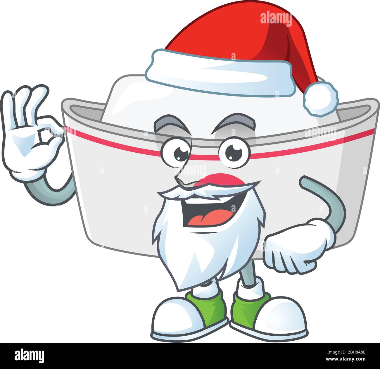 Friendly nurse hat Santa cartoon character design with ok finger Stock ...