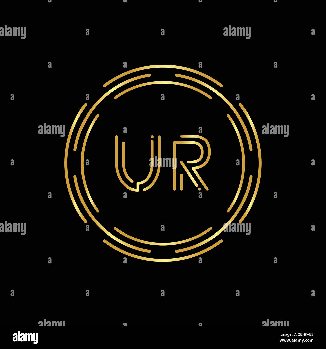 Initial UR Logo Creative Typography Vector Template. Digital Abstract ...
