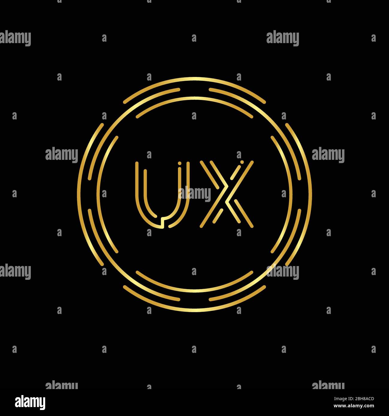 Initial UX Logo Creative Typography Vector Template. Digital Abstract ...