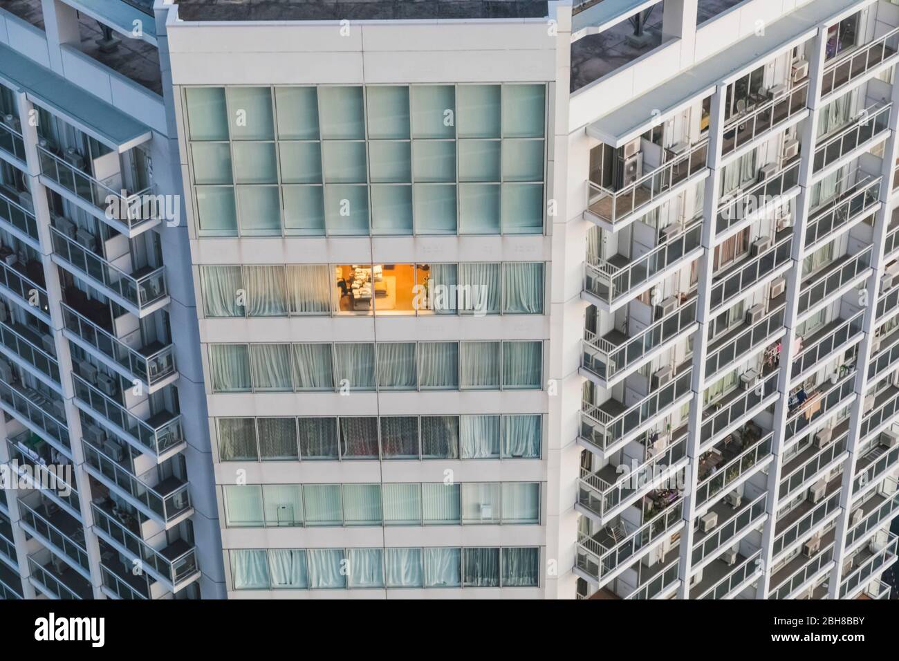 Japan, Honshu, Tokyo, Toyosu, Shinonome, High Rise Apartment Block ...