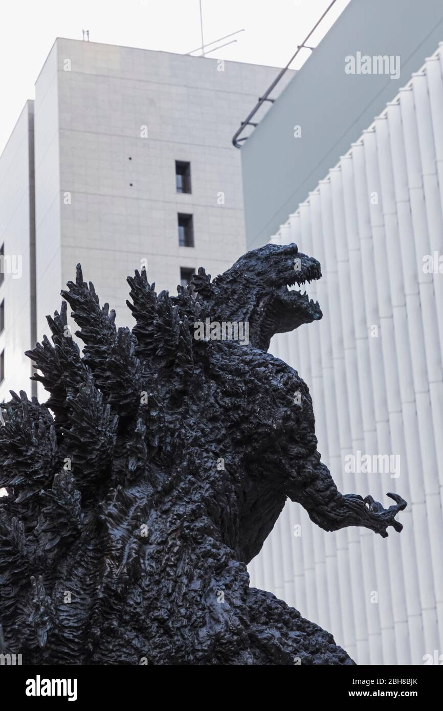 Japan, Honshu, Tokyo, Yurakucho, Hibiya, Godzilla Square, Giant Statue ...