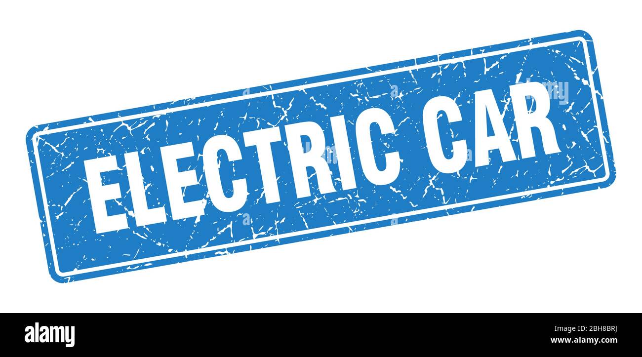electric car stamp. electric car vintage blue label. Sign Stock Vector ...